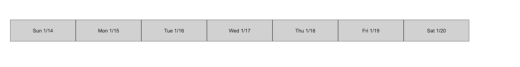 A Repeater Header That Dynamically Shows Date Values For A Week In The