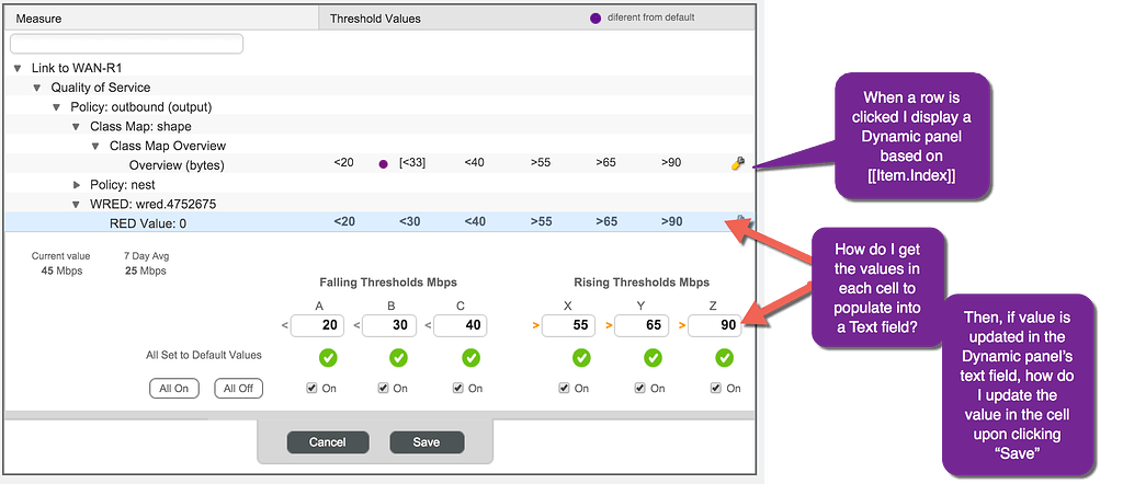 How populate cell values from a Repeater into Dynamic Panel text boxes, then on clicking Save ...