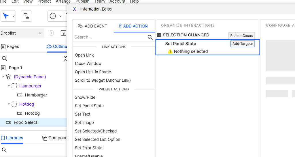 Cannot select target in RP10 - Axure RP 10 - Axure Forums