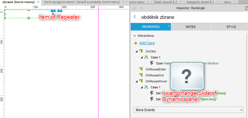 How change Dynamic slides by OnMouseHover to concrete Repeater item - Axure RP 8 - Axure Forums