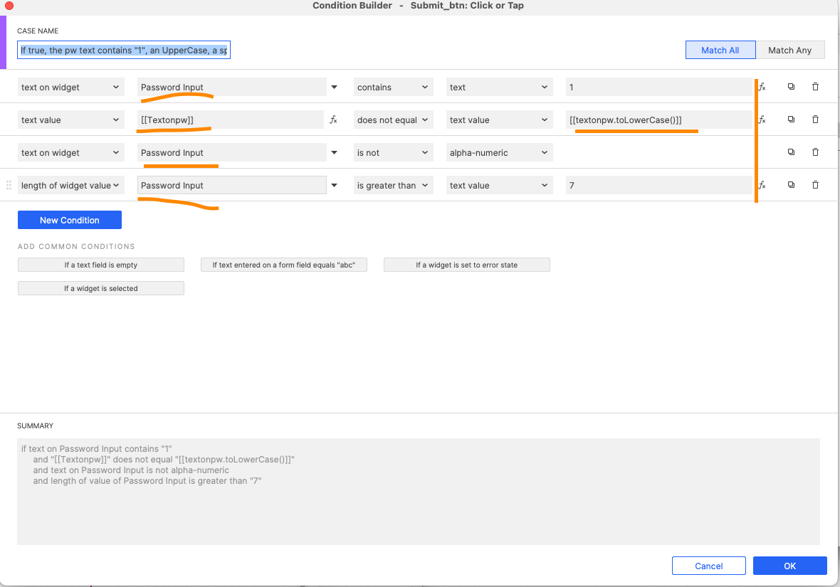 How To Set Up Conditions For Password Validation Axure Rp 10 Axure Forums