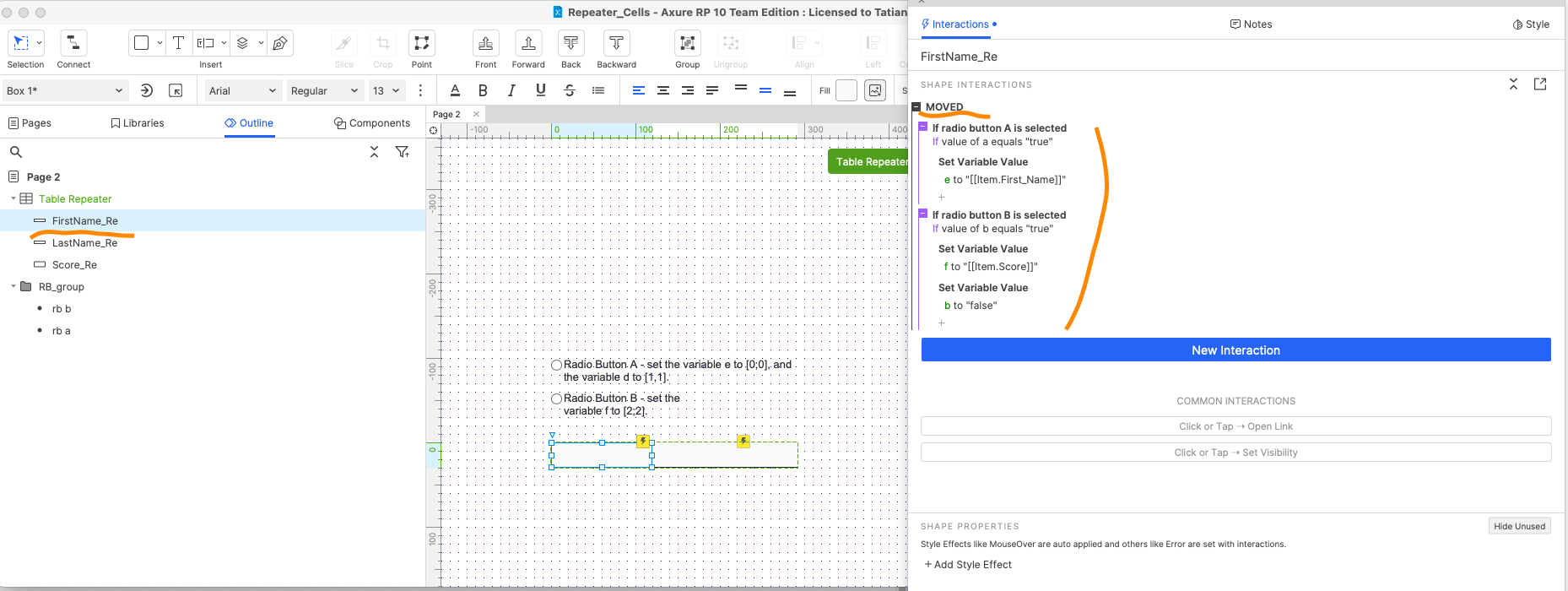 Can I put specific numbers in a table and then refer to the table row ...